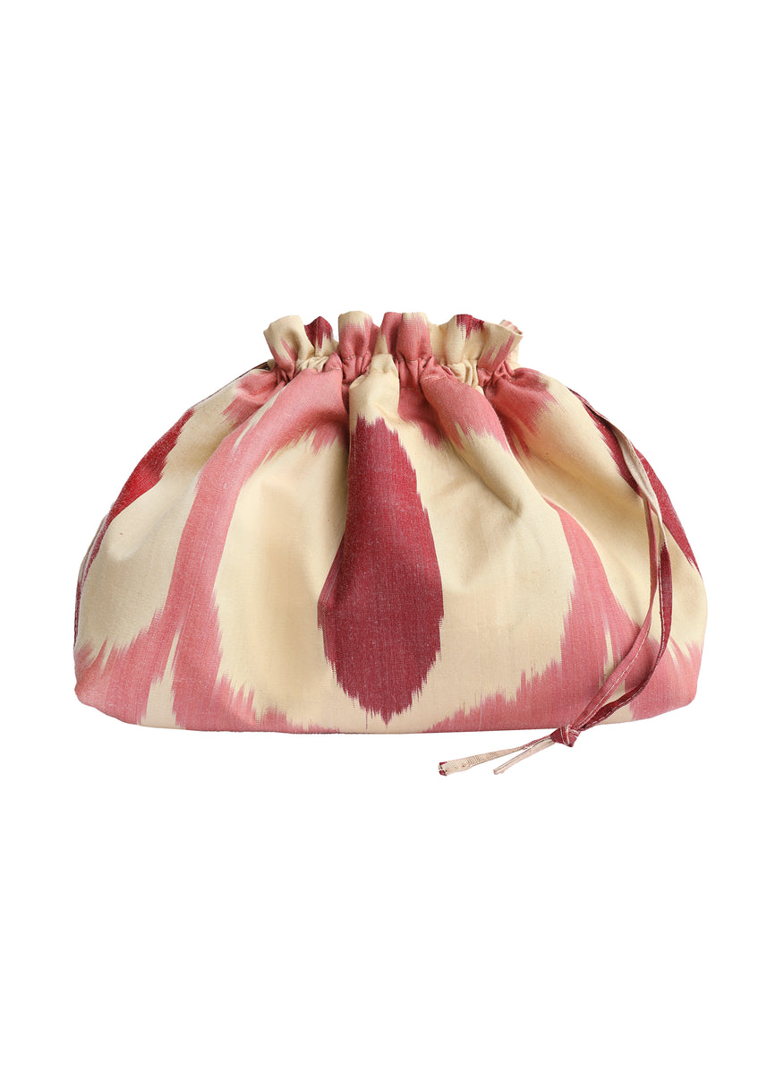 Sabrina Silk Ikat Party Purse- Pink, Red, Ivory – Larkin Lane