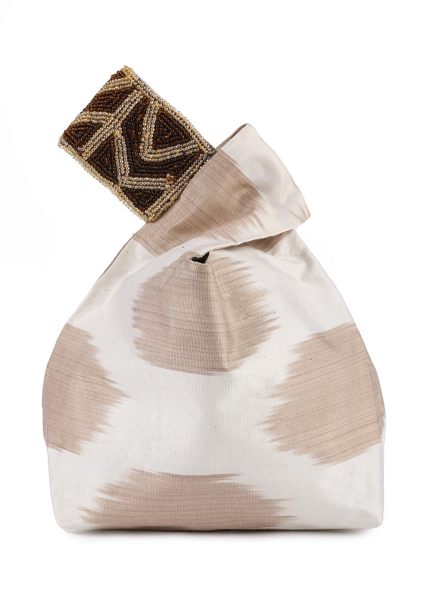Rhone Silk Ikat Knot Bag with Haitian Beading – Larkin Lane