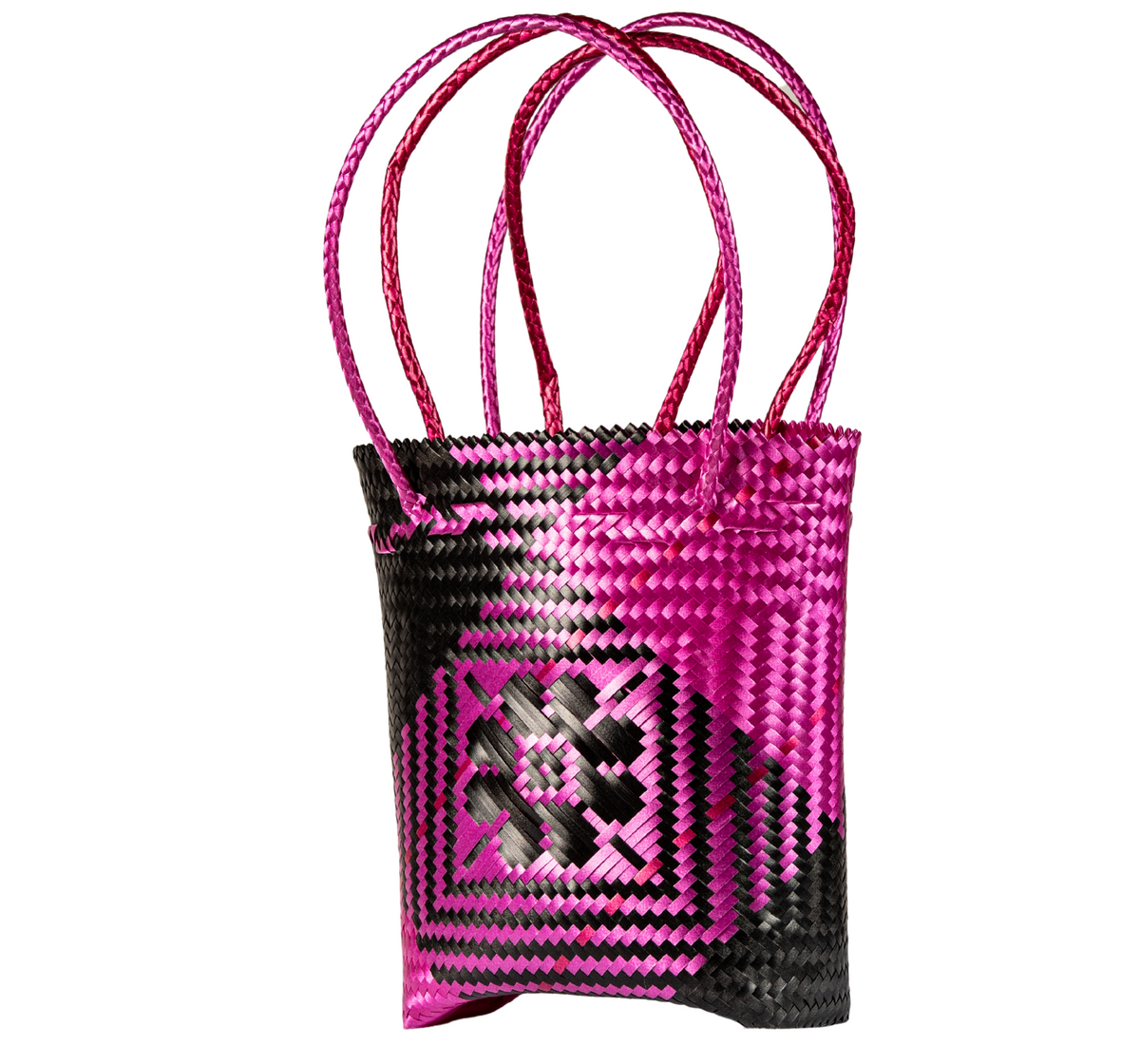Woven Tote- Small - Pink and Black – Larkin Lane